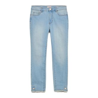 Oltre Femme, Jeans, Bleu, Taille: 50 FR Jean Tube D&eacute;lav&eacute; &agrave; la Pierre avec D&eacute;tails Boutonn&eacute;s