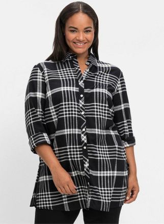 Sheego Klassische Bluse Longbluse Langarm