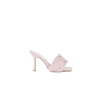 Bottega Veneta Femme, Chaussures, Rose, Taille: 38 EU Sandales en Cuir Tress&eacute; Rose avec Bout Carr&eacute;