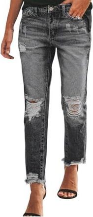 Generic Jeans Femme Taille Elastique Jambes Droites Denim Pantalon Mode Extensible Elastique Jean Femme Bootcut Trousers avec Poches Casual Stretch Taille Hau
