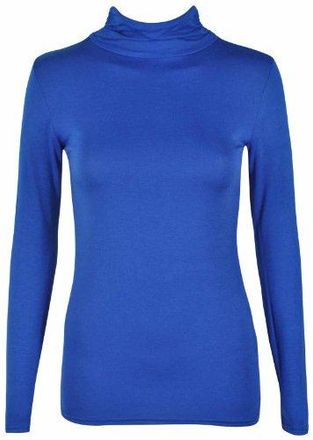 Purple Hanger Neuf Dames uni col Polo avec Manches Longues Femmes Extensible Haut Basique - Bleu Roi, EU 40-42