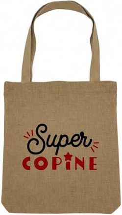 Fabulous Sac Shopping Tote Bag Aspect Lin - Super Copine Meilleure Ami Enfant Fille - Sac de Courses Toile Epaisse 360g Beige Naturel Cabas Port&eacute; Epaule Solide