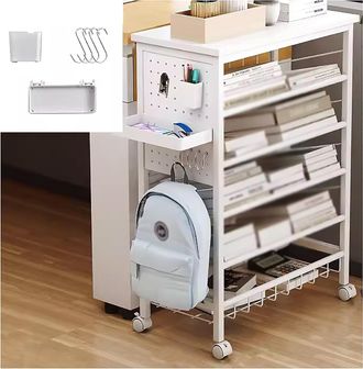 Generic Rollbarer B&uuml;cherregalwagen aus Stahl mit multifunktionalen Ablagefl&auml;chen und 6 Ebenen