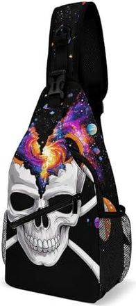 Generic Sacoche Homme Bandouliere Champignons magiques Cr&acirc;ne Art spatial Durable Sacs &agrave; Bandouli&egrave;re L&eacute;ger Sac &agrave; Dos De Voyage pour Homme Femme Randonn&eacute;e