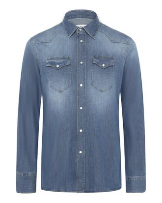 Alessandro Gherardi Jeanshemd mit dezenter Waschung und Stretchanteil in