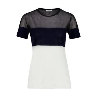 Ferragamo T-Shirt mit Rundhalsausschnitt aus Wollmischung - - Tops - Damen - Mehrfarbig - S