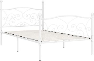 vidaXL Bettgestell mit Lattenrost Wei&szlig; Metall 90 x 200 cm Vidaxl