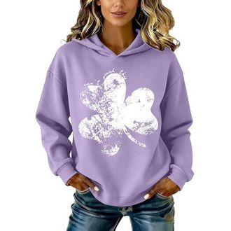 Generic HUIFUAO Sweat &agrave; capuche pour femme avec tr&egrave;fle amusant pour femme Costume irlandais de St Paddys Day Vert Irlande Tr&egrave;fle Chemise Vacances Haut &agrave; manch