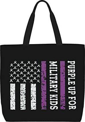 Generic Sac De Courses Purple Up Military Kids Mois De LEnfant Militaire Sac &Agrave; Provisions En Toile Avec Poign&eacute;es R&eacute;utilisable Sacs En Toile Pour Femmes, Pour 