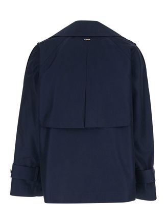 Twinset Womens Trench Coat Blue Tech Fabric Cotton