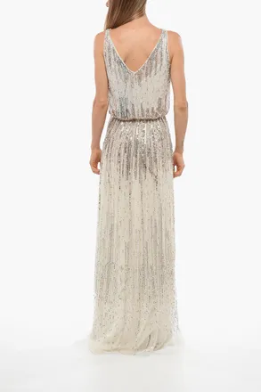 Elisabetta Franchi RED CARPET Sequin Tulle Maxi Dress Elisabetta Franchi