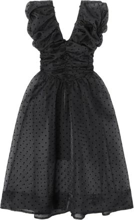 Ganni Femme, Robes, Noir, Taille: 40 FR Organza Ruched Dress
