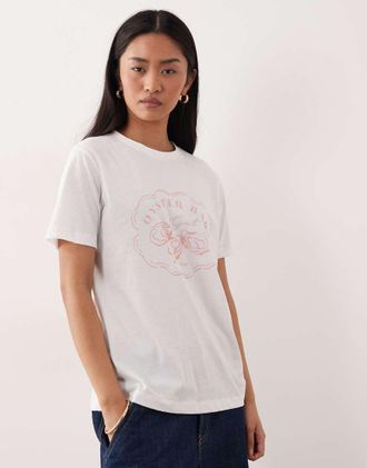 GANT T-Shirt in Wei&szlig; mit Auster-Logo auf der Brust