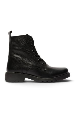 FLY London Damen Schn&uuml;r-Stiefeletten aus Leder mit Absatz in Schwarz - RAMY488