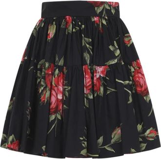 Dolce & Gabbana Femme, Jupes, Noir, Taille: 40 FR Floral Tiered Skirt