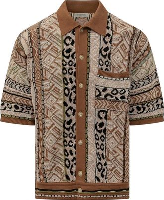 Laneus Homme, Chemises, Brun, Taille: M T-shirt Tricot Manches Courtes