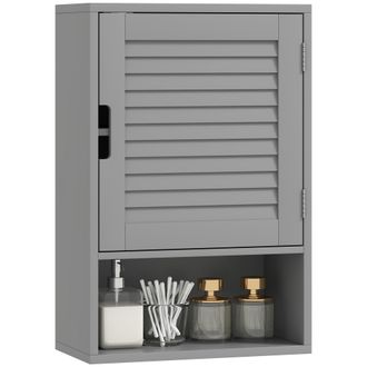 HOMCOM Badezimmerschrank, Wandschrank mit verstellbaren Einlegeb&ouml;den, Toilettenschrank f&uuml;r Badezimmer, Wohnzimmer, 40 x 20 x 60 cm, grau