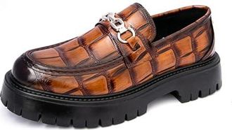 Generic Mocassins Penny pour homme - Plateforme en cuir - Chaussures habillées décontractées - Mocassins de marche tendance, jaune, 39 2/3 EU