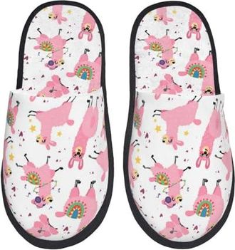 Generic Pantoufles En Coton Lamas Roses Mignons Et Dr&ocirc;les Lavables Slippers Antid&eacute;rapant Chaussons Pour Femmes Invit&eacute; Voyage L