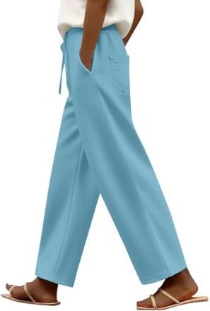 Generico Femmes Pantalon de surv&ecirc;tement Taille Haute Pantalon Long Jambe Large Athl&eacute;tique Pantalon Avec Poches &Eacute;l&eacute;gant Sport Confortable Pantalon D&eacute;contract&eacute; P