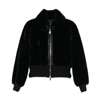 Pinko Bagels Bomber Similpelliccia - - Jackets - Damen - Schwarzk - XL