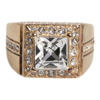 Dolce & Gabbana Femme, Accessoires, Jaune, Taille: 58 MM Bague Cristal Dor&eacute;e