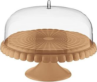 Guzzini Tiffany, Tortenplatte mit Fu&szlig; und Haube - Terracotta, &Oslash; 36xh28 cm - 199400242