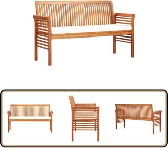 vidaXL 3-Sitzer Gartenbank mit Kissen 150 cm Massivholz Akazie - Gartenzubehör - Gartenbank - Holzbank - Akaziengartenmöbel - Outdoor Möbel