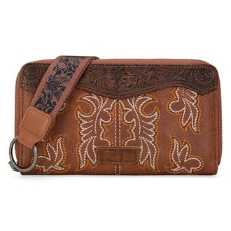 Montana West Wrangler - Portefeuille Western avec dragonne pour Femme - Portefeuille &agrave; Deux Volets avec Porte-Cartes, Marron