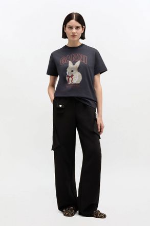 Ganni Schwarze Anzughose aus Twill - Größe 34 schwarz