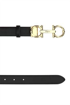 Ferragamo Antiqued Gold Hardware Belt - Black