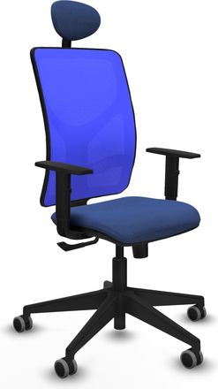 Piqueras y Crespo Computerstuhl mit 1D-Armen, h&ouml;henverstellbare Lendenwirbelst&uuml;tze und festes Kopfteil, ausgestattet mit 3 Positionen, Blau/Marineblau