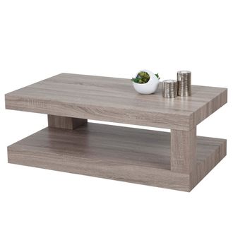 Mendler Couchtisch HWC-A32, Wohnzimmertisch, 3D-Struktur, 40x110x60cm MVG-Zertifiziert - dunkle Eicheoptik
