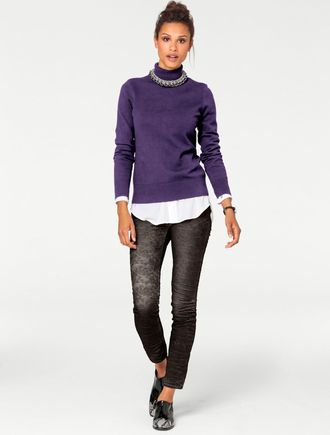 Heine Rollkragenpullover HEINE Rollkragen-Pullover, Damen, Gr. 36, lila (pflaume), 100% Baumwolle, unifarben, Pullover Rollkragenpullover, Topseller