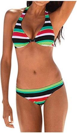 Generic Bikini pour femme - &Eacute;l&eacute;gant et sexy - Deux pi&egrave;ces - Col en V - Triangle - Push Up - Bikini Curvy - Maillot de bain - Haut de bikini - Soutien de la po