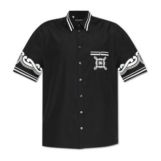 Dolce & Gabbana Gemustertes Seidenhemd - - Shirts - Herren - Schwarzk - M
