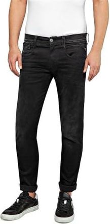 Replay Herren Jeans Anbass Slim-Fit Hyperflex Cloud mit Stretch, Noir 098 (Schwarz), 34W / 34L