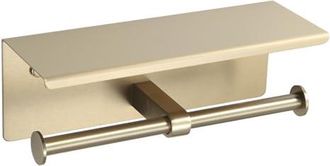 BGL Fashion Toilettenpapierhalter mit Ablage, matt gebürstetes Gold, Doppelkopf, Toilettenpapierrollenhalter, 304 Edelstahl, Wandhalterung für Badezimmer