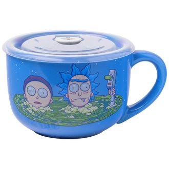 Silver Buffalo Rick and Morty Suppentasse aus Keramik mit bel&uuml;ftetem Kunststoffdeckel, 680 ml