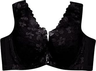 Generic 2026 Soutien-gorge pour femme avec anneau en acier, sous-v&ecirc;tements fins de grande taille, sans &eacute;ponge, gilet en dentelle, Noir, 110C