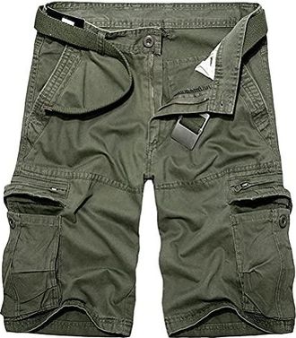 Minetom Hommes Shorts Bermudas Cargo Outdoor Été Pantalon Courts avec Poche Décontracté Cargo Shorts De Sport Jogging A Armée Vert L