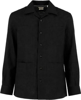 Brunello Cucinelli Homme, Chemises, Noir, Taille: XL Chemise en Lin Coupe Facile