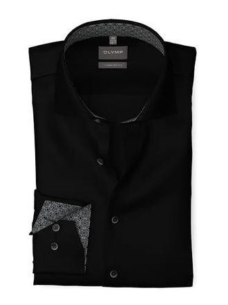 Olymp Luxor Chemise à manches longues pour homme, satin, 466 Comfort Fit 20,13 New Kent, Noir 68., 42