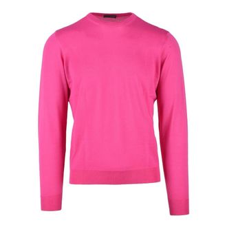 Drumohr Merinowolle D&uuml;nner Rundhalsausschnitt Pullover - - Knitwear - Herren - Rosa - 3XL