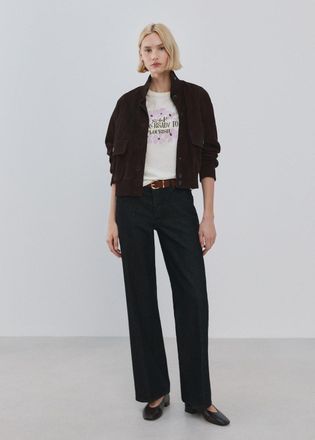 Mango T-shirt en coton imprim&eacute; violet - Femme - XXS - MANGO