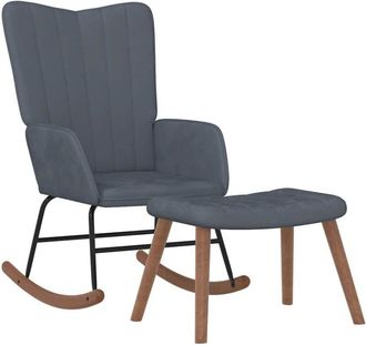 vidaXL Chaise &agrave; bascule avec repose-pied Gris fonc&eacute; Velours