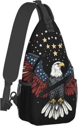 Generic Multifonction Sacoche Tactique Drapeau am&eacute;ricain et Eagle &agrave; t&ecirc;te blanche patriotique noir Sacs &agrave; Bandouli&egrave;re L&eacute;ger Sac &agrave; Dos Militaire pour Homme Femm