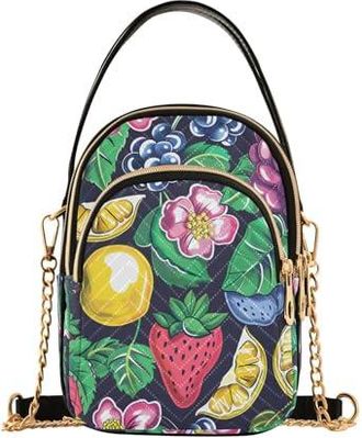 Mnsruu Sac à bandoulière pour femme avec sangle réglable Motif fruits tropicaux Rose Pomme