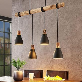 Lindby Neuwertig] Lindby Trebale Pendelleuchte H&auml;ngeleuchte H&auml;ngelampe Lampe 4 Flammig Eukalyp508 B-Ware