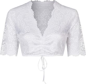 Nina Von C. Halbarm Spitzen Dirndlbluse Audrey 16467326 | Wei&szlig; (DE/NL/SE/PL, Numerisch, 32, Regular, Regular, Wei&szlig;)